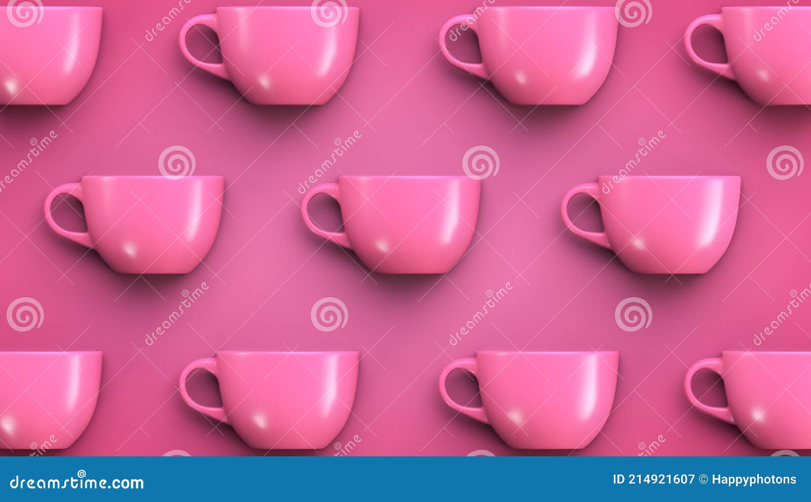 Tableware Theme Background. Pink Mugs on Pink Background Stock ...