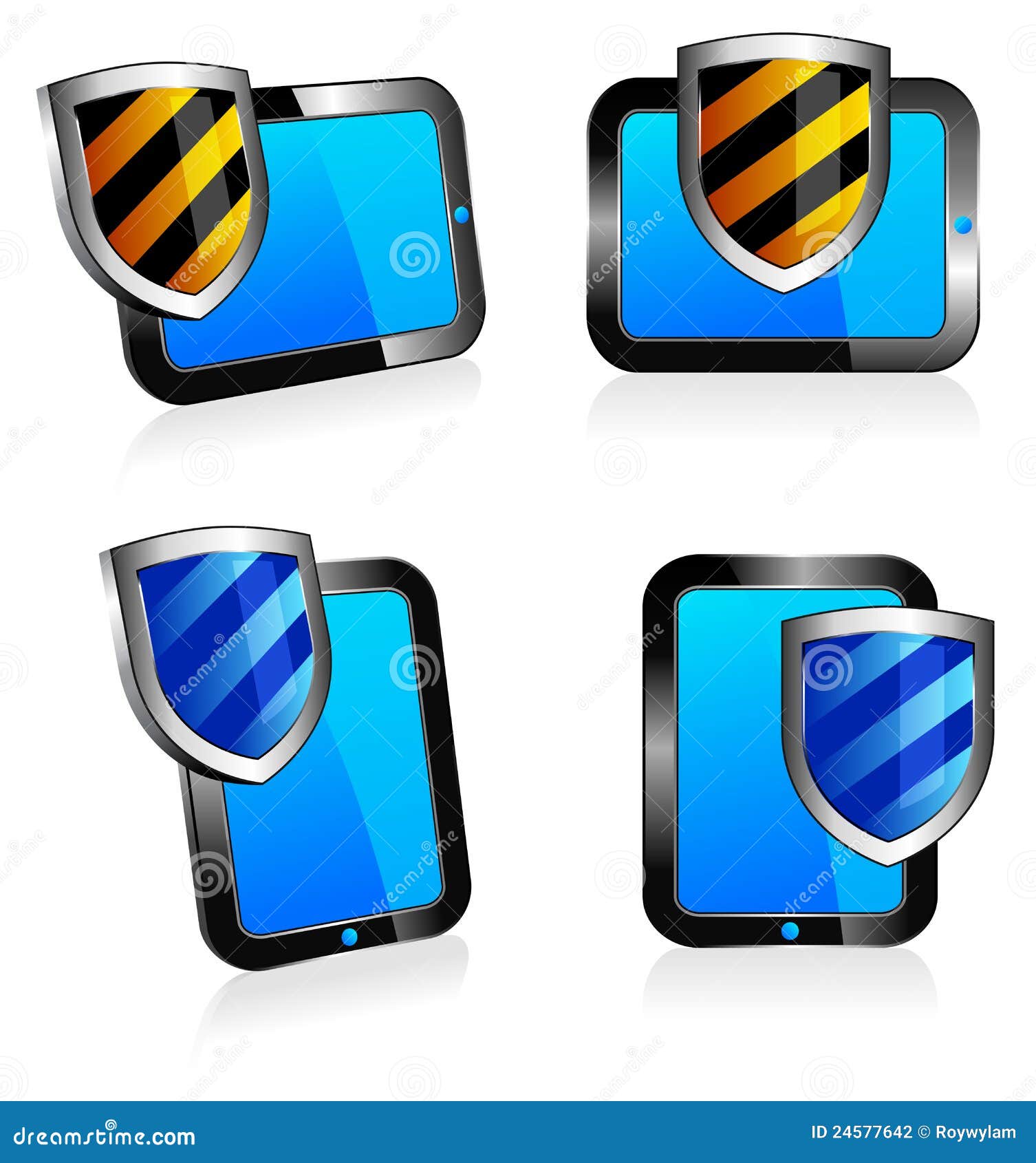 Tablilla 3D Y 2.o Del Antivirus Del Blindaje Ilustración del Vector ...