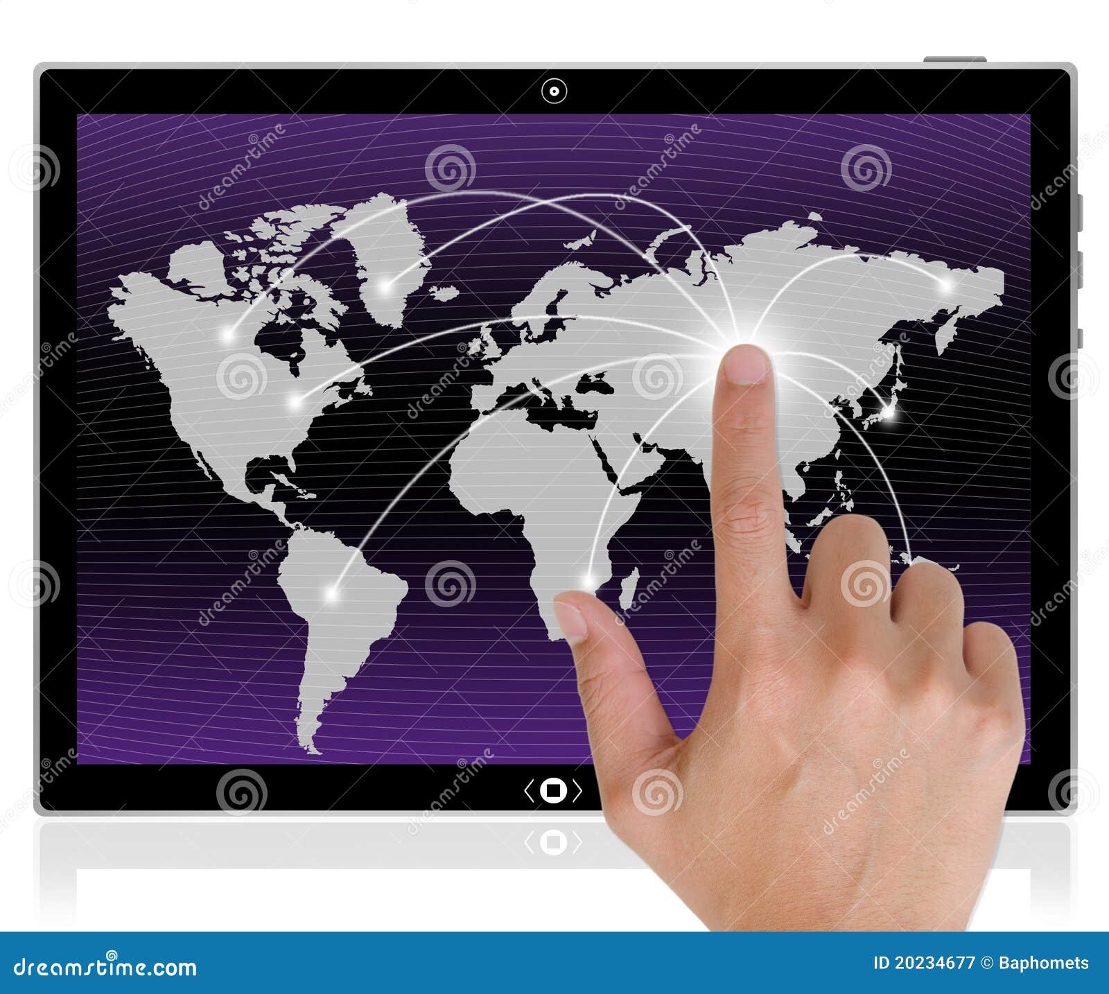 Tablilla De La PC Y Empujar Un Botón Manualmente. Imagen de archivo ...