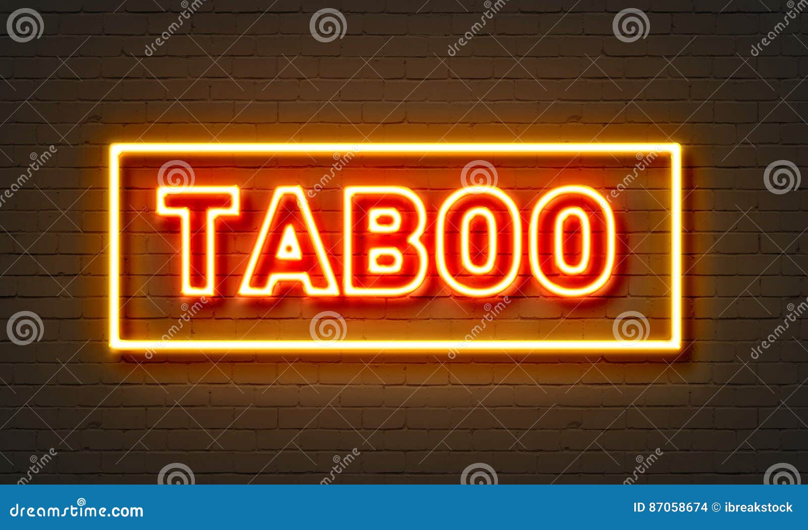 Taboo Neon Sign on Brick Wall Background. Stock Photo - Image of ...