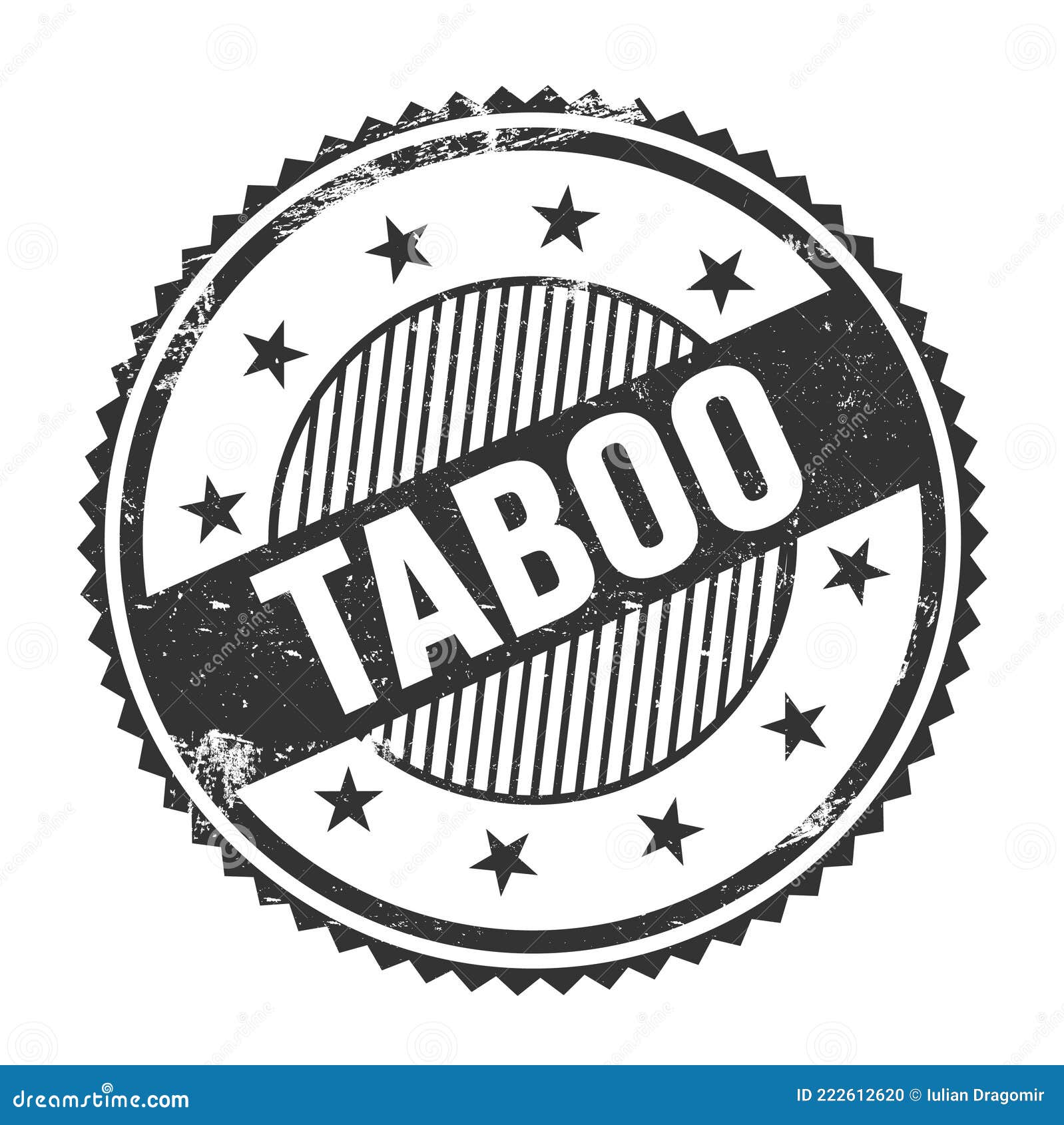 TABOO Text Written on Black Grungy Round Stamp Stock Illustration ...