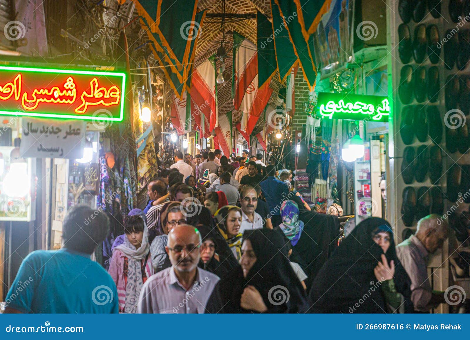 TABRIZ, IRAN - JULY 15, 2019: Crowd at the Bazaar in Tabriz, Ir ...