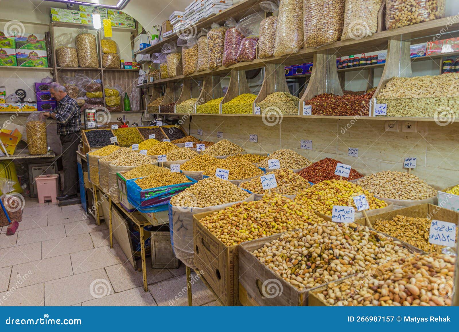 TABRIZ, IRAN - JULY 15, 2019: Nut Store in the Bazaar of Tabriz, Ir ...