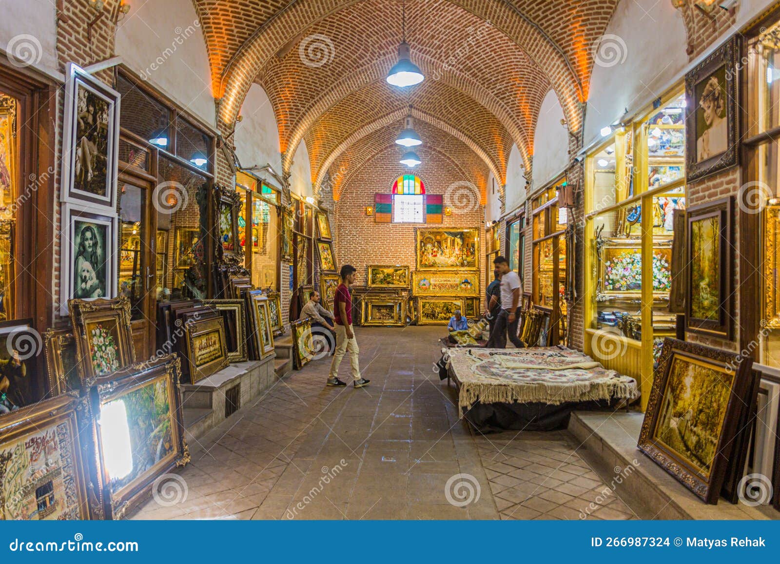 TABRIZ, IRAN - JULY 15, 2019: Painting Section of the Bazaar in Tabriz ...