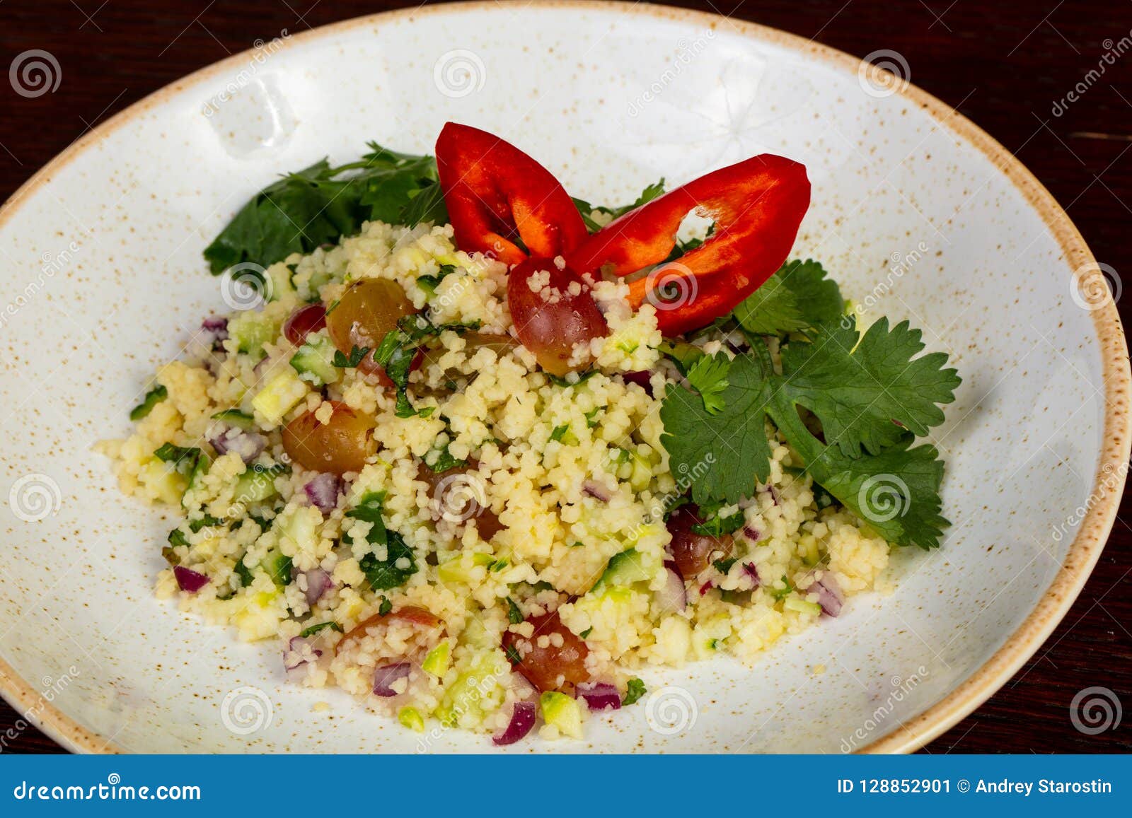 Tabule with herbs stock image. Image of olive, cookery - 128852901