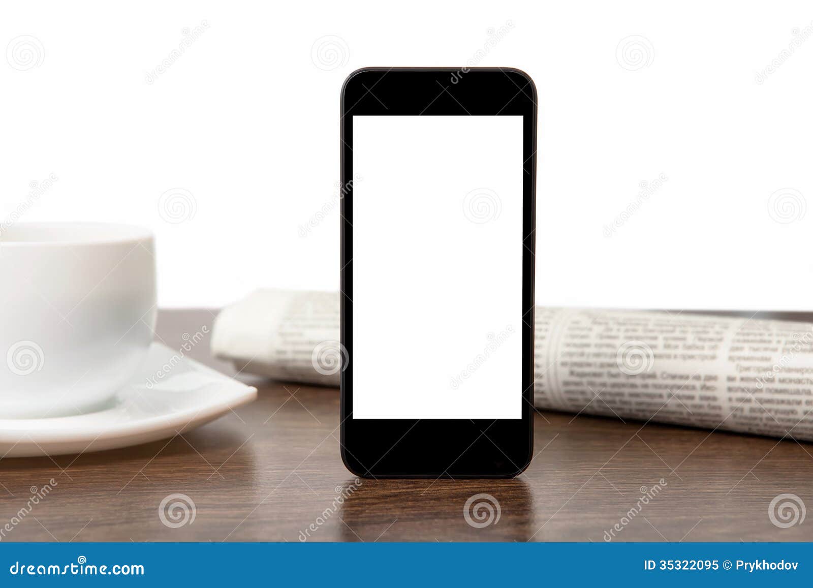 Tach Phone with Isolated Screen on a Table at a Businessman Stock Image ...