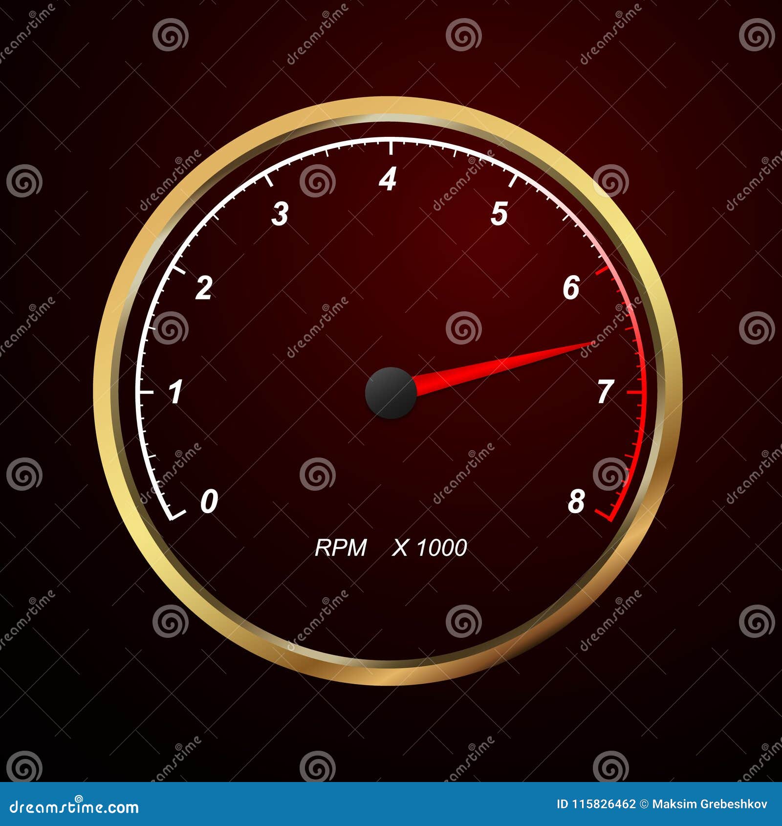 Tachometer on Black Background Stock Vector - Illustration of equipment ...