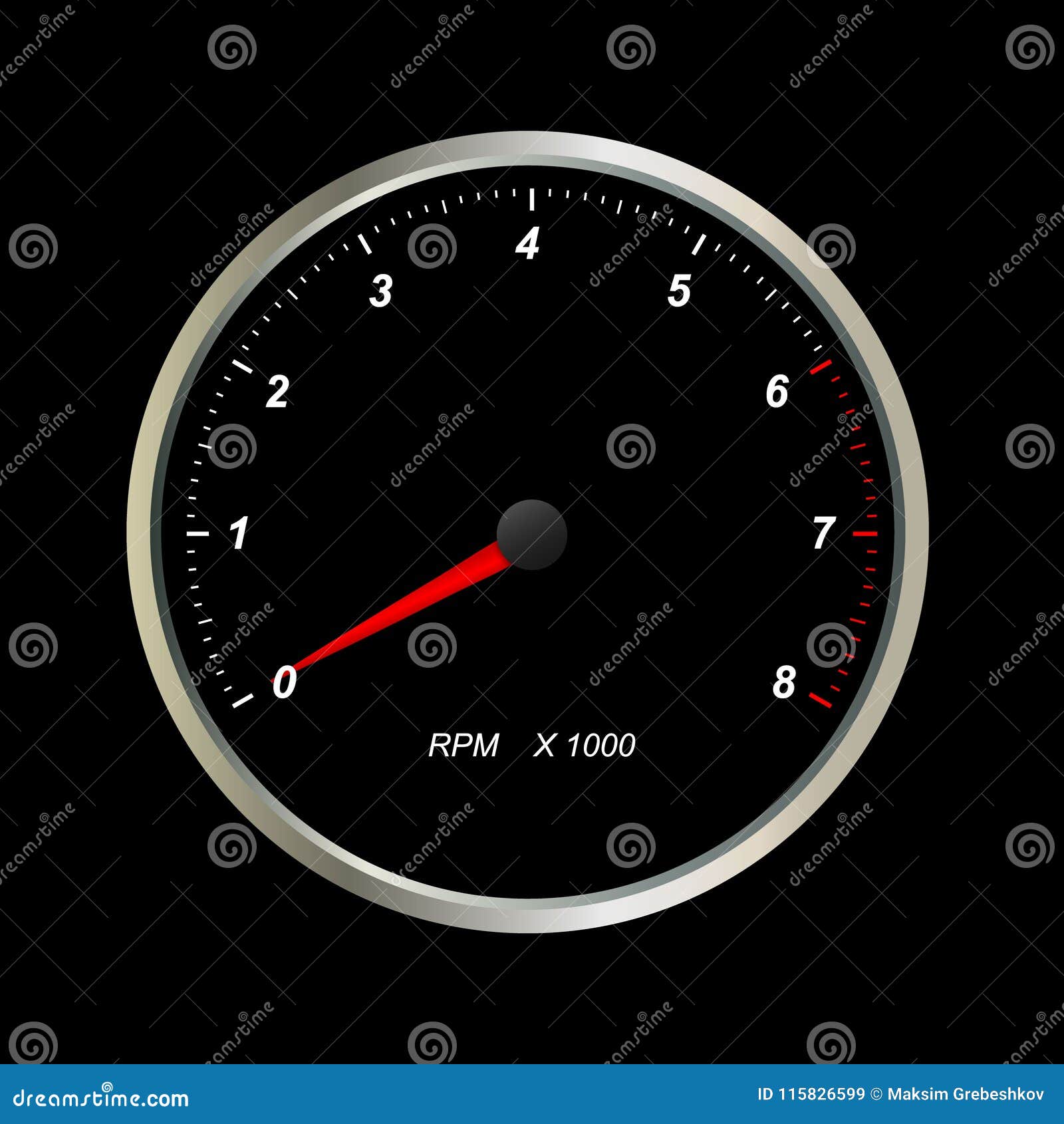 Tachometer on Black Background Stock Vector - Illustration of graphic ...