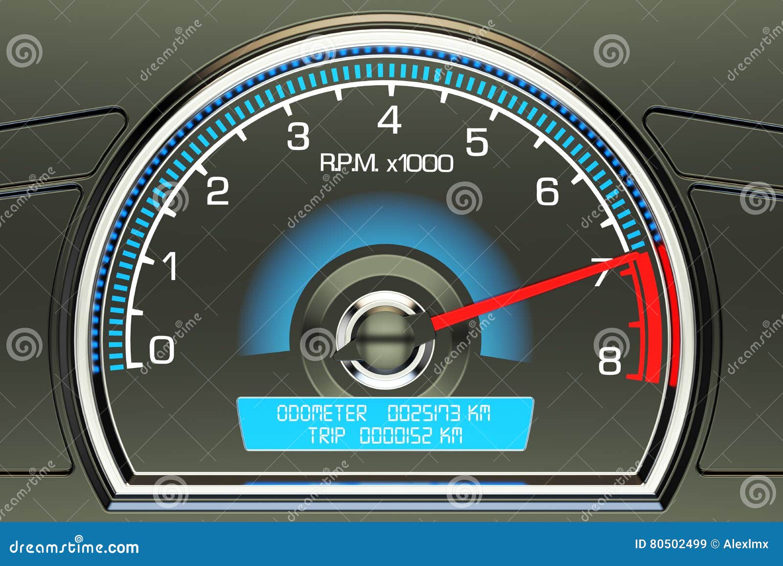 Tachometer Closeup, 3D Rendering Stock Illustration - Illustration of ...