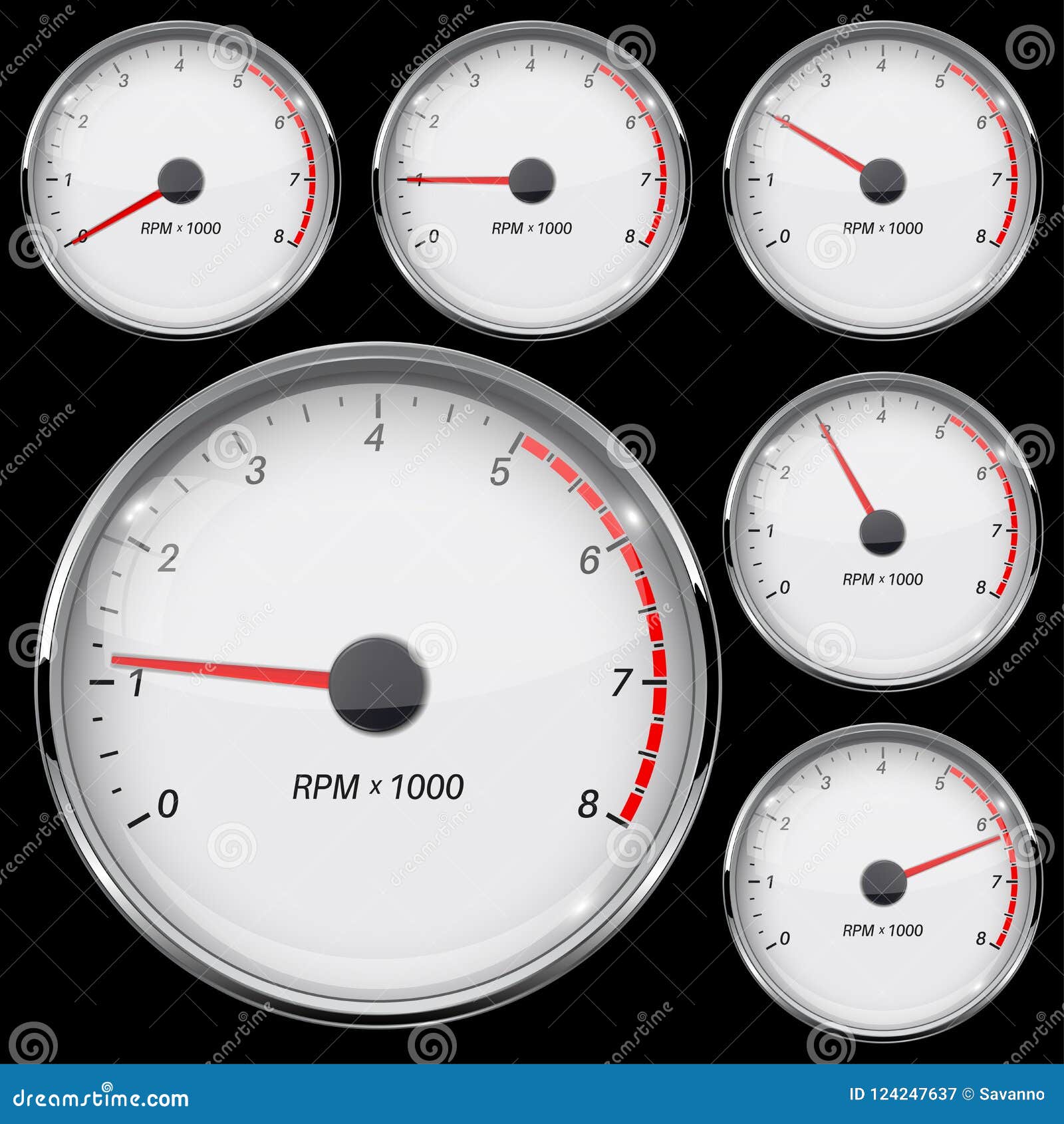 Tachometer Set. Different Rotation Levels Stock Vector - Illustration ...