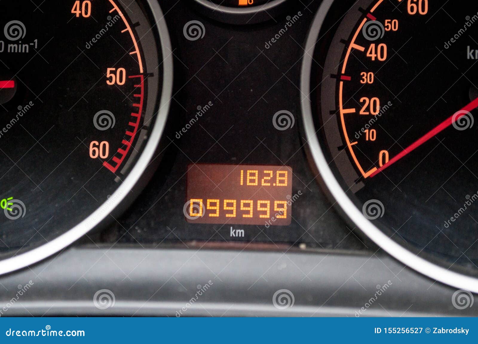 99 999 km in car stock image. Image of speedometer, shows - 155256527