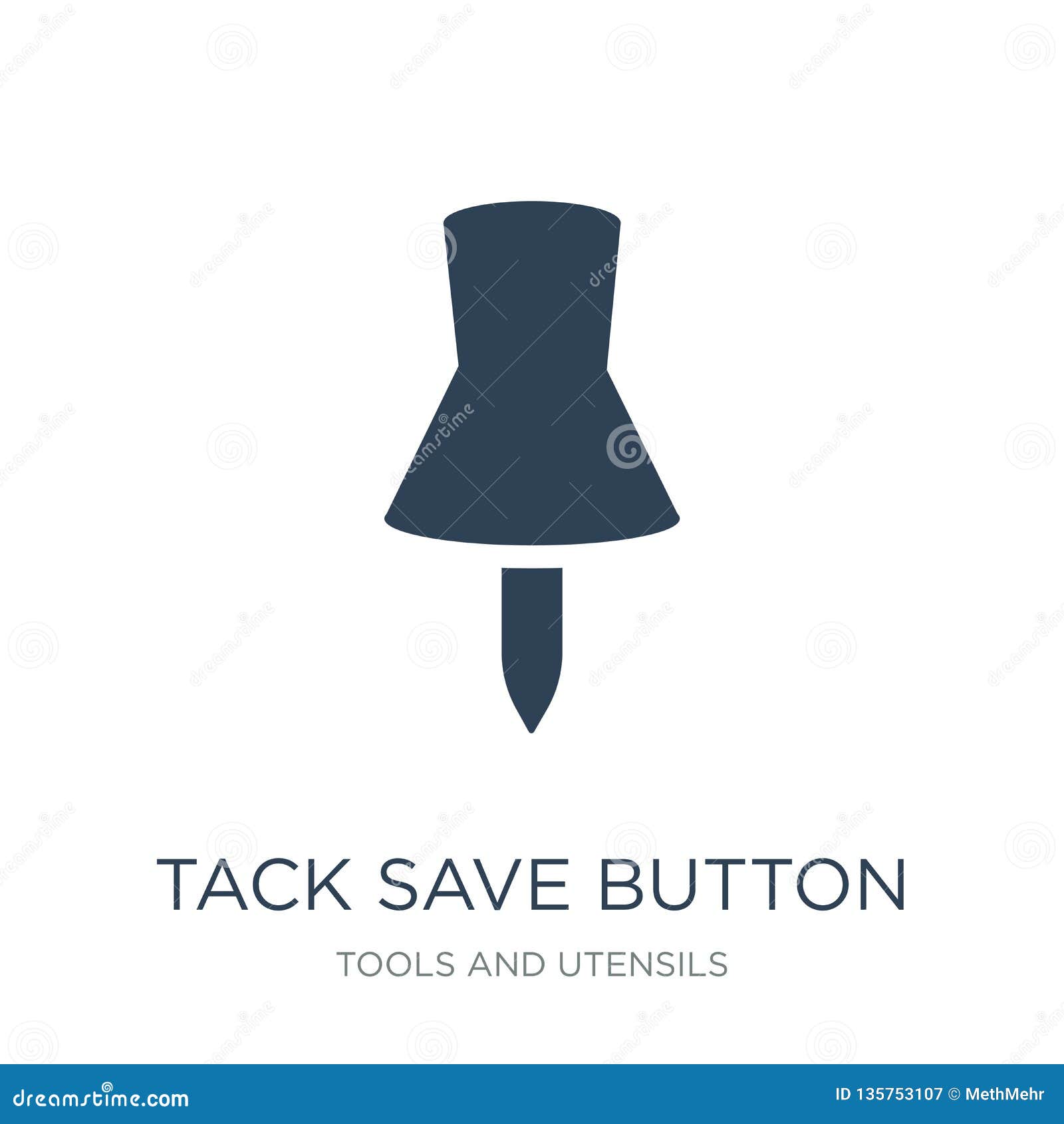 Tack Save Button Icon in Trendy Design Style. Tack Save Button Icon ...