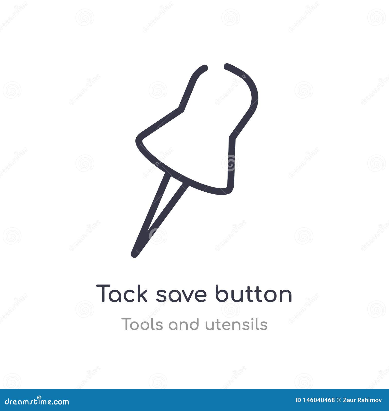 Tack Save Button Outline Icon. Isolated Line Vector Illustration from ...