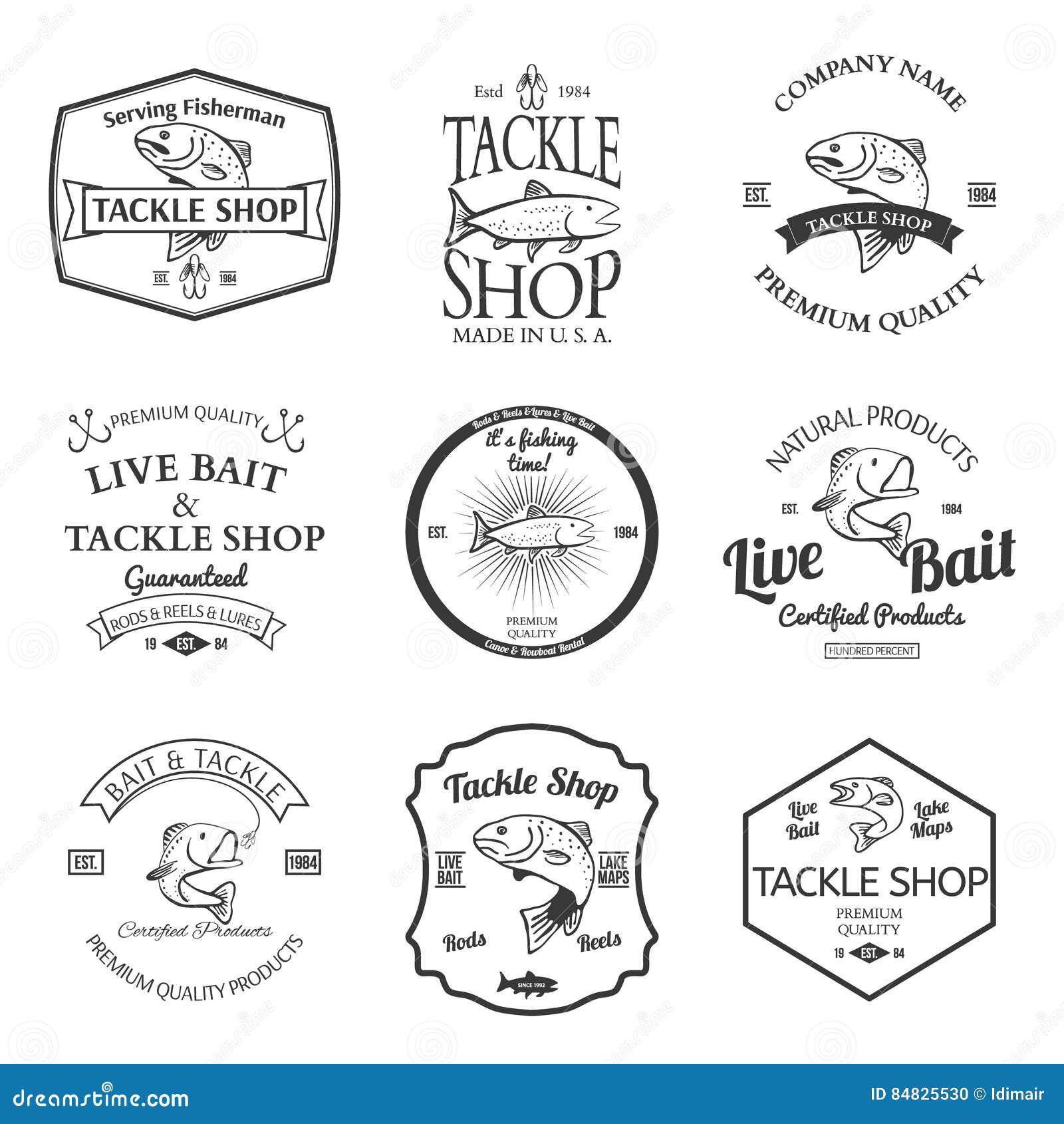 Tackle and Bait Shop Label Design Elements Emblem Vector Stock Vector ...