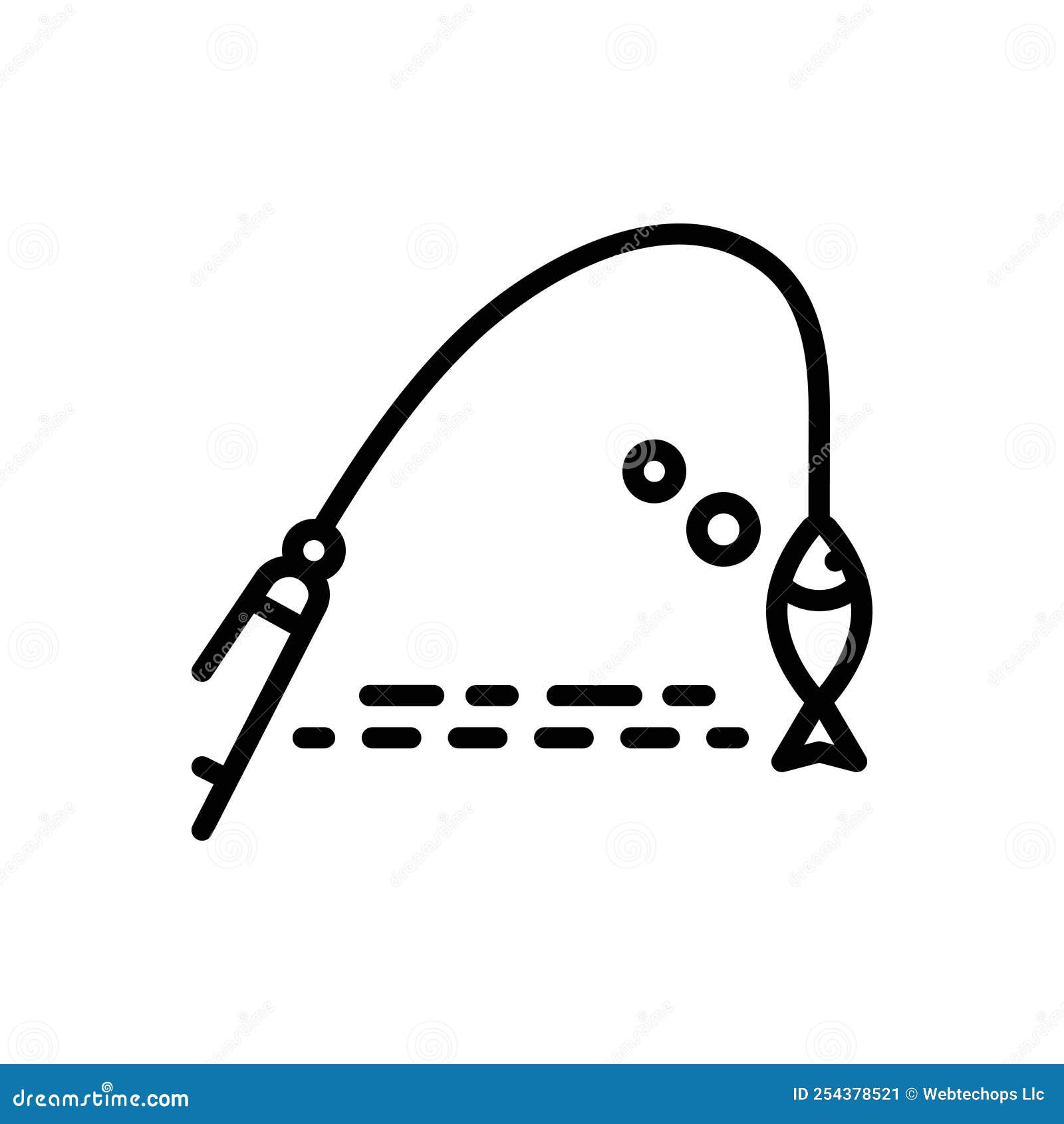 Black Line Icon for Tackle, Fishing Rod and Catch Stock Illustration ...