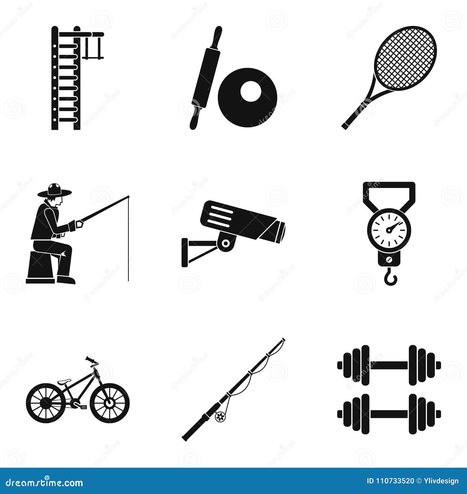Tackle Icons Set, Simple Style Stock Vector - Illustration of ...