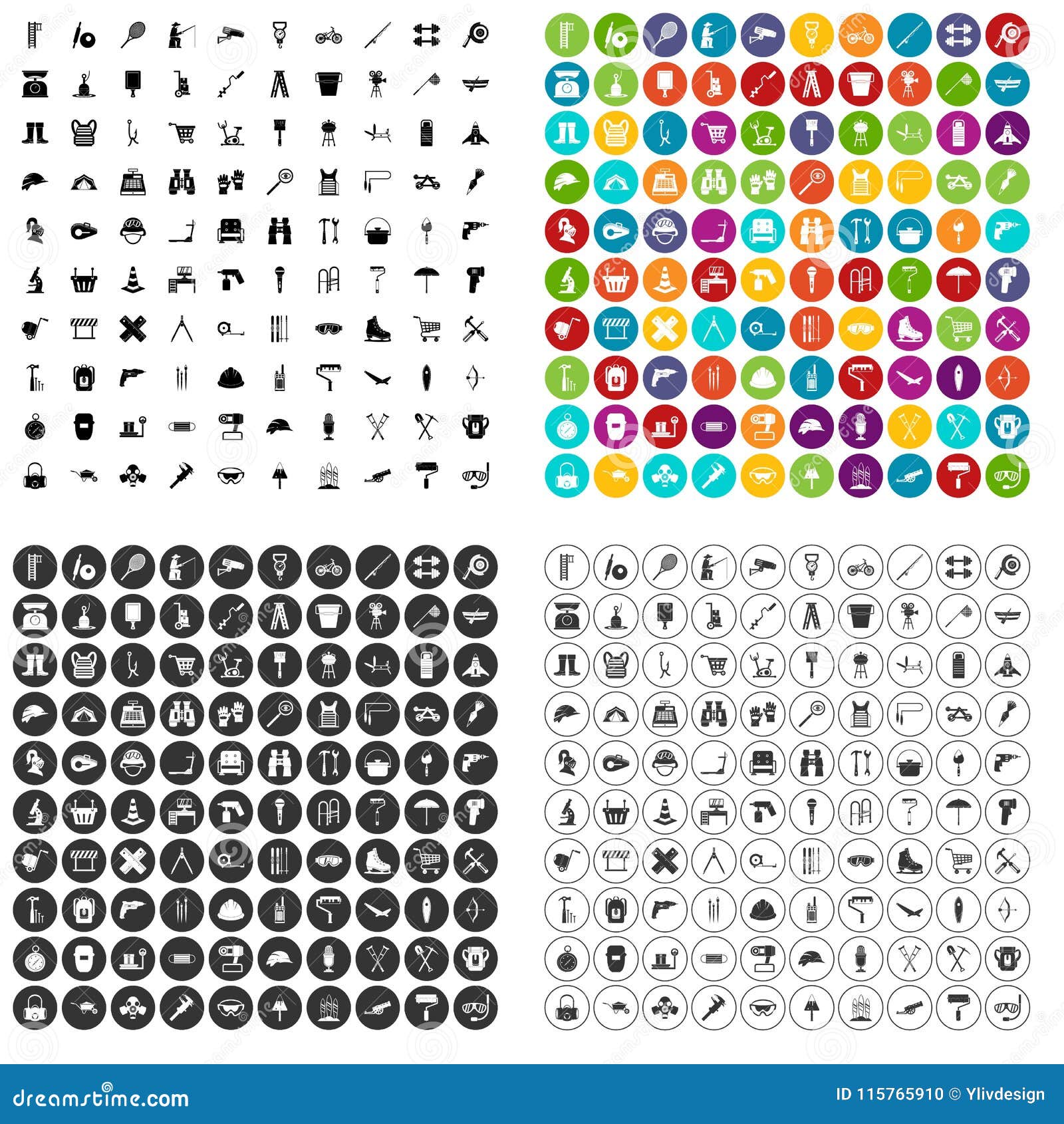 100 Tackle Icons Set Vector Variant Stock Vector - Illustration of ...