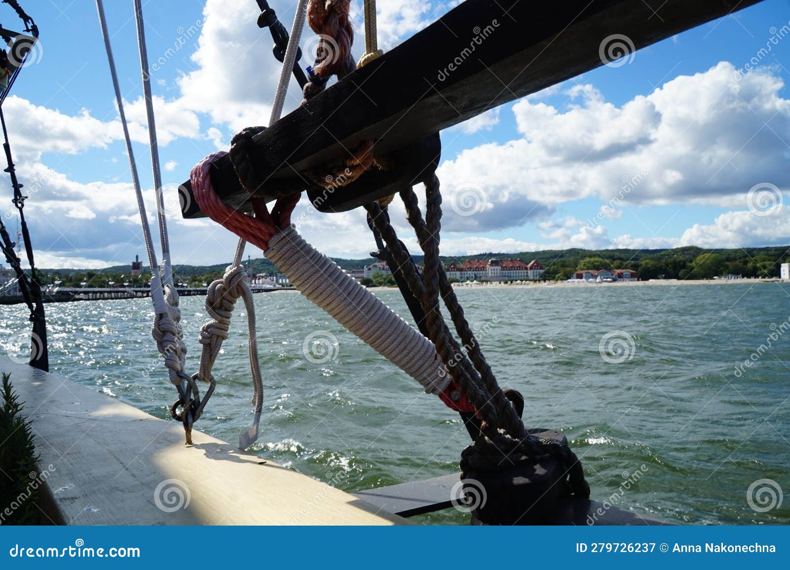 Tackle of the Ship, Ropes for the Sails of a Wooden Ship. Stock Image ...