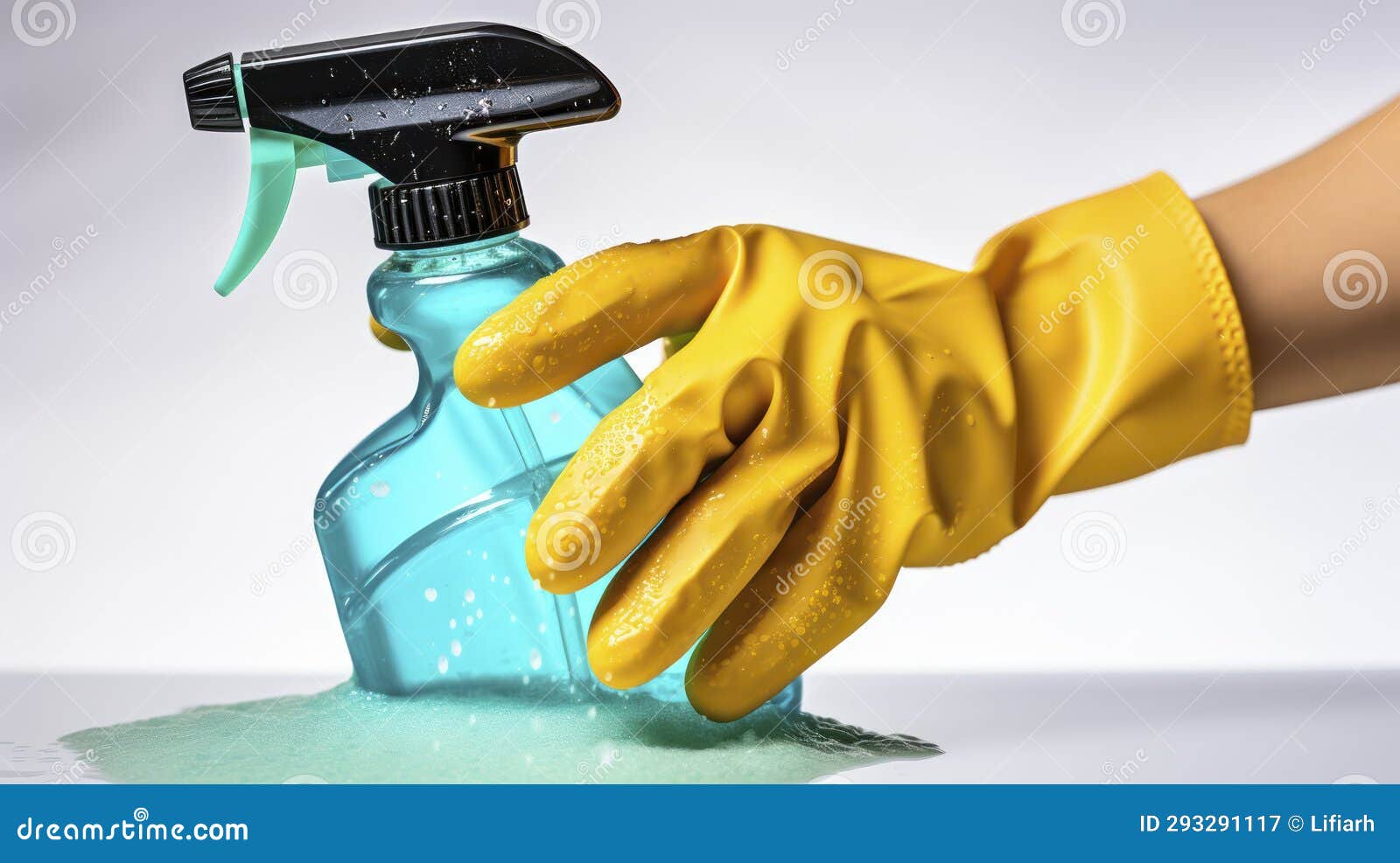 Tackling Grime with Cleaning Spray and Sponge. Generative AI Stock ...