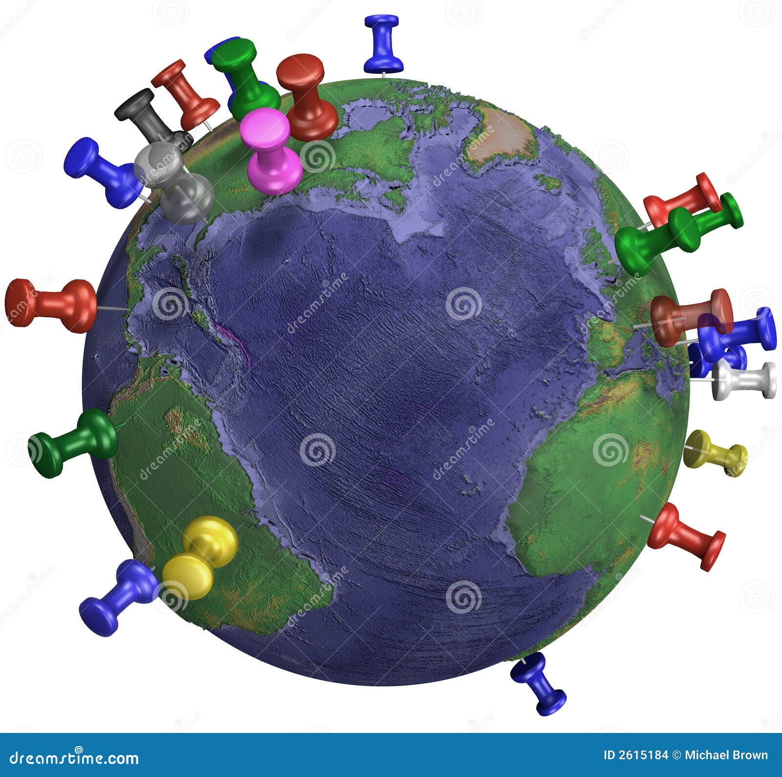 Tacks in Earth Map - Atlantic Stock Illustration - Illustration of ...