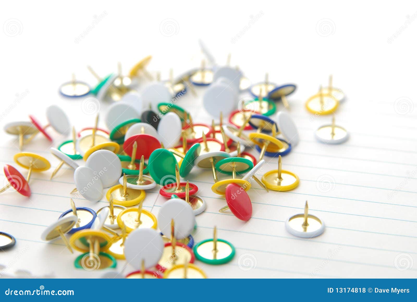 Tacks on paper stock photo. Image of white, green, assortment - 13174818