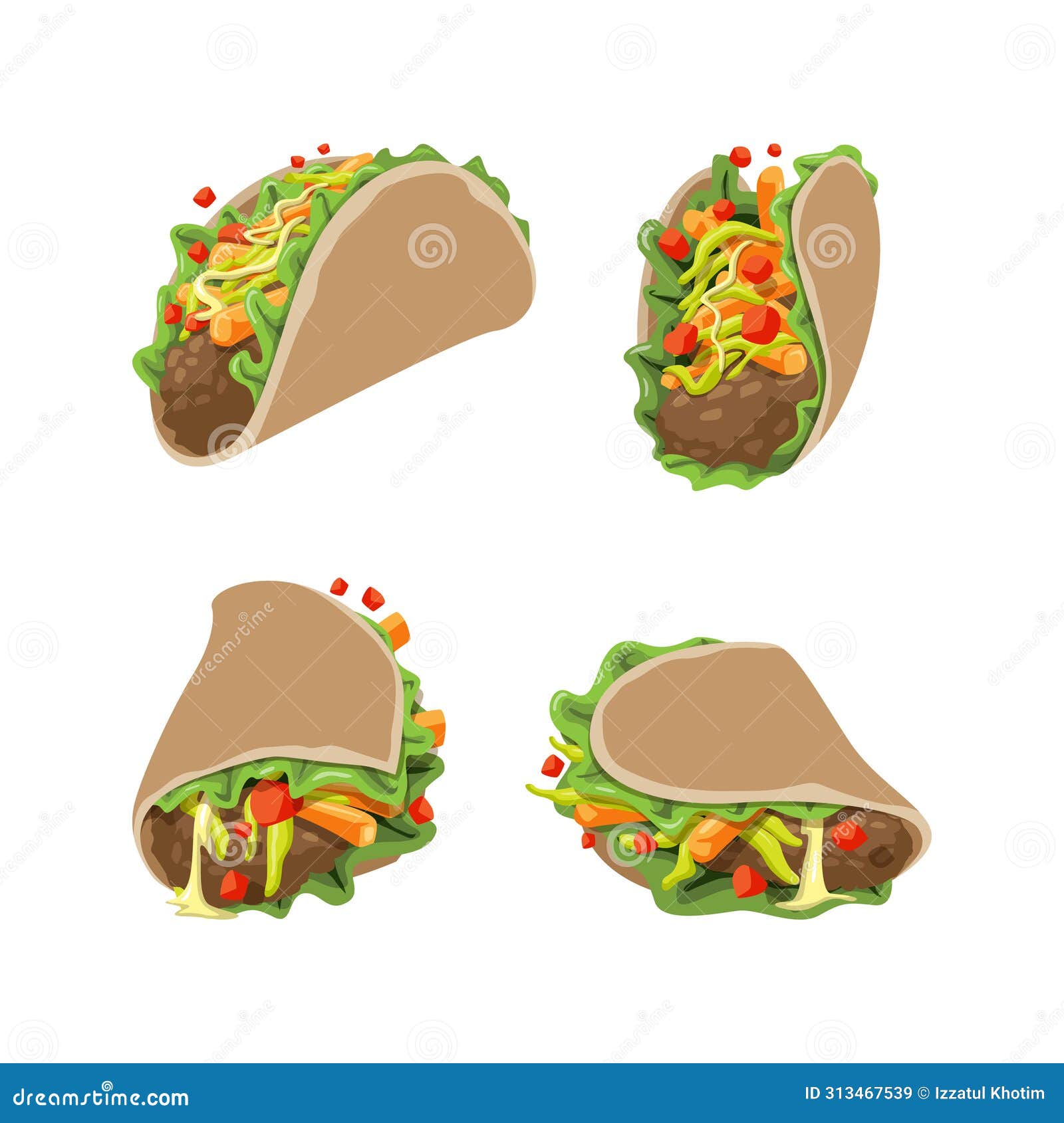Taco Design Vector. Taco Set Vector Illustration Stock Vector ...