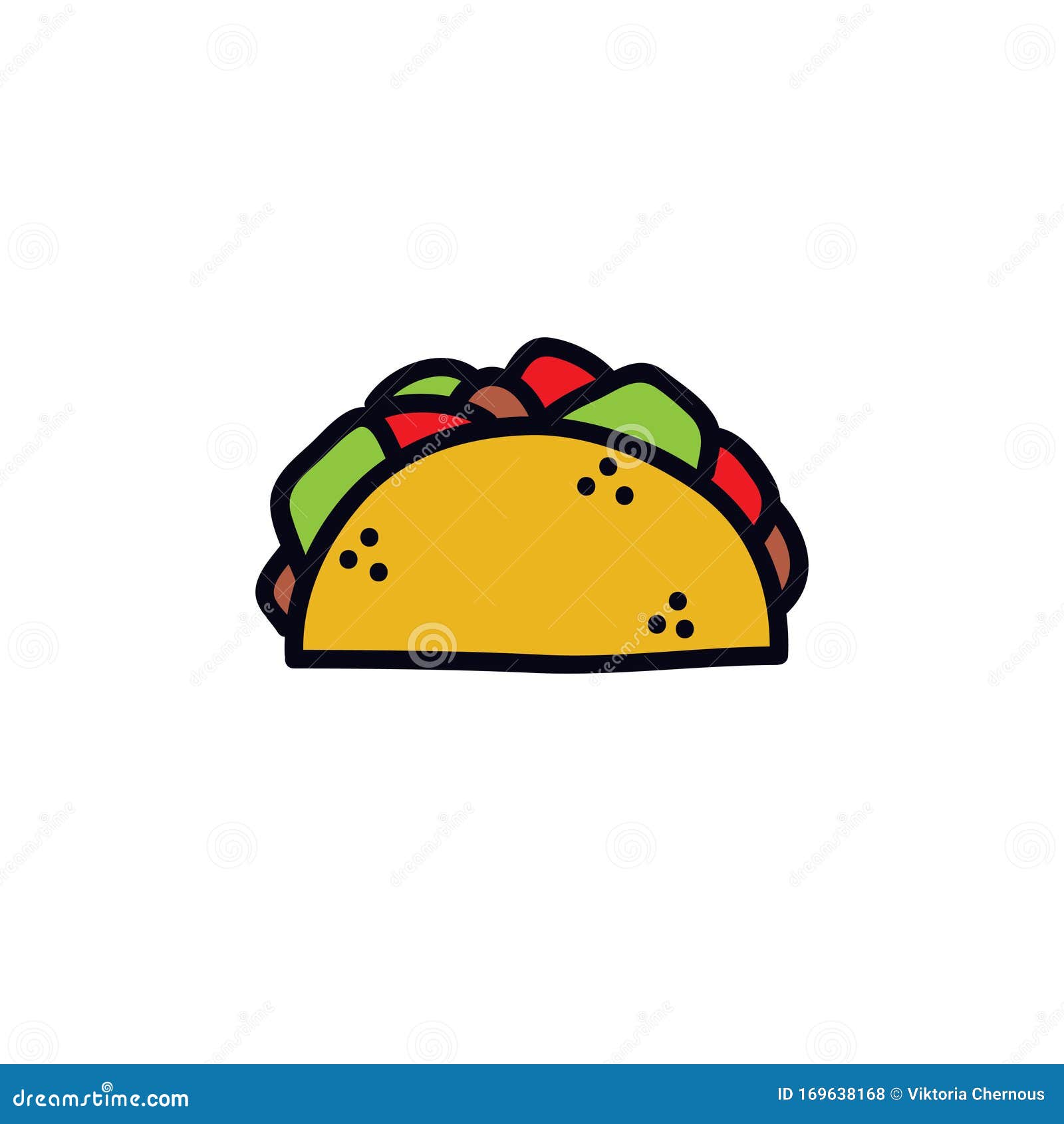 Taco Doodle Icon, Vector Illustration Stock Vector - Illustration of ...