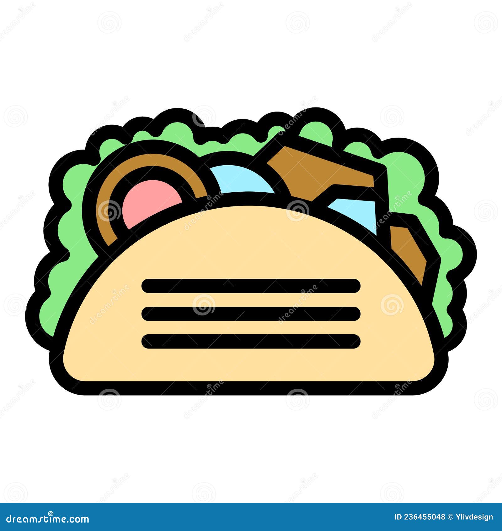 Taco Food Icon Color Outline Vector Stock Vector - Illustration of thin ...