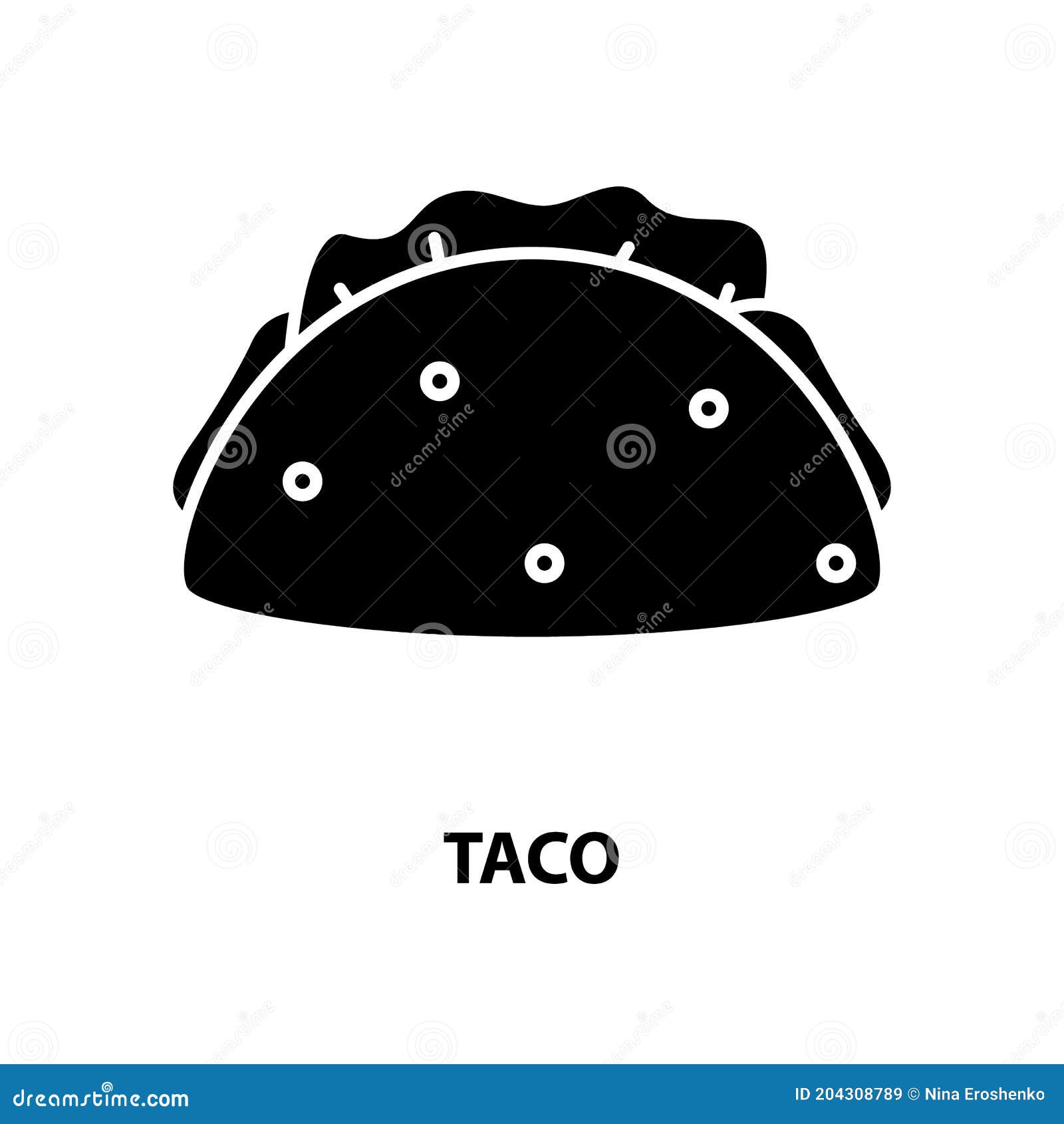 Taco Icon, Black Vector Sign with Editable Strokes, Concept ...