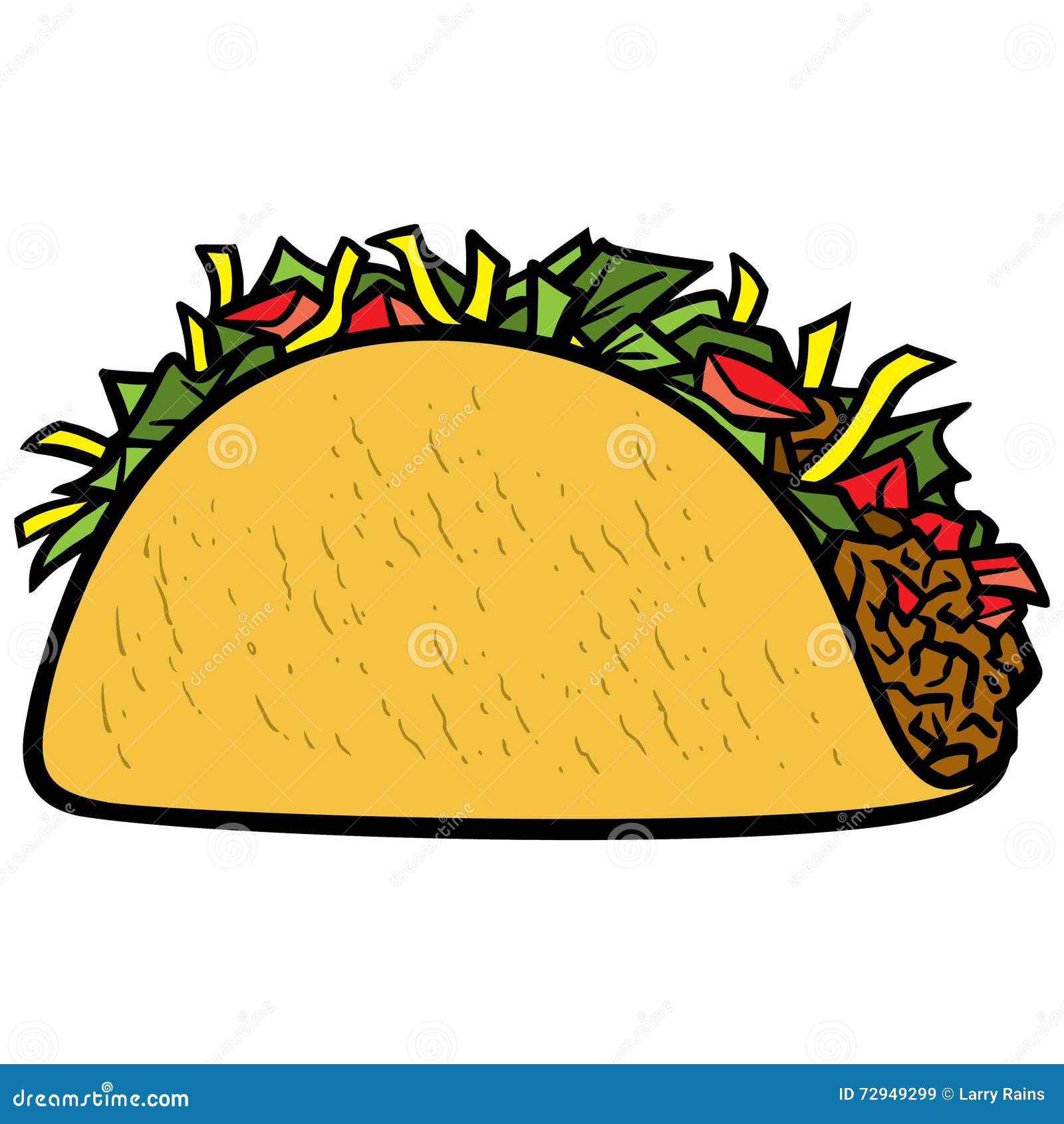 Taco Icon stock vector. Illustration of cartoon, cheese - 72949299