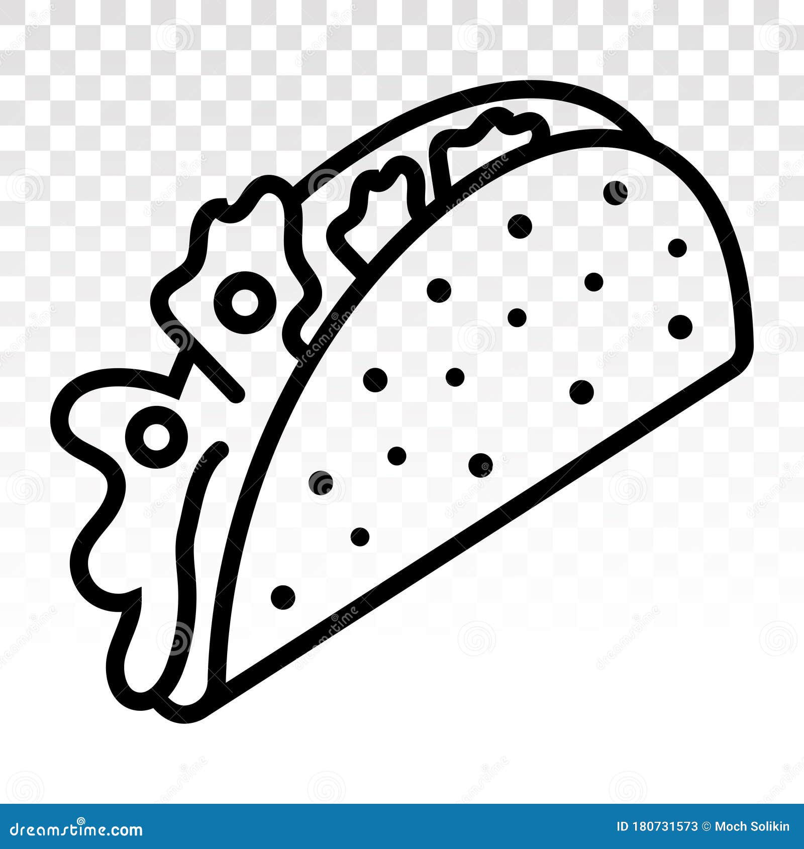 Taco - Mexican Food Lunch Line Art Vector Icon For Apps And Websites On ... Taco - Mexican Food Lunch Line Art Vector Icon For Apps And Websites On ...