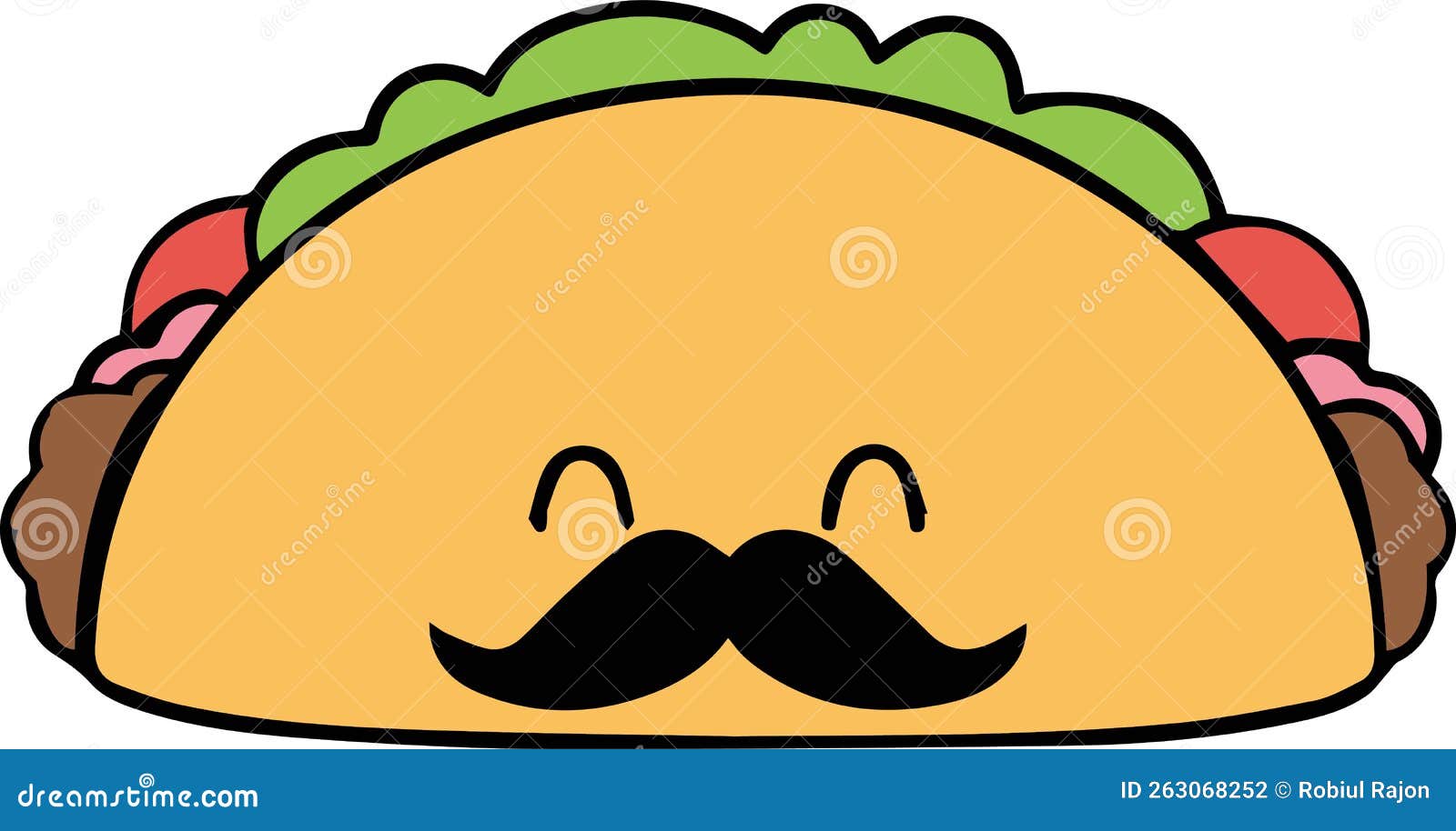 Taco with Mustache Vector stock vector. Illustration of basic - 263068252