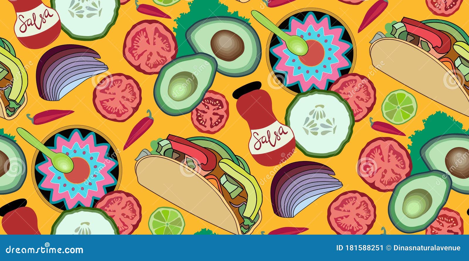 Taco Night Yummy Dinner with Vegetables Stock Vector - Illustration of ...