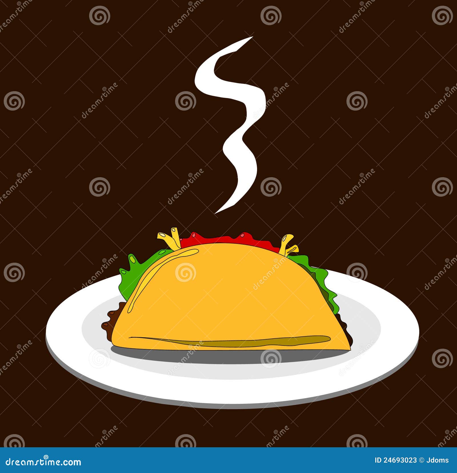 Taco on plate stock vector. Illustration of food, heat - 24693023