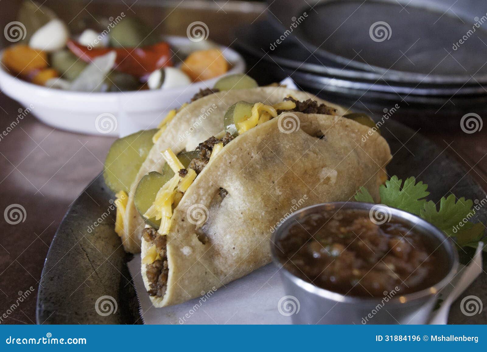 Taco Platter with Salsa & Vegetables Stock Photo - Image of mexican ...