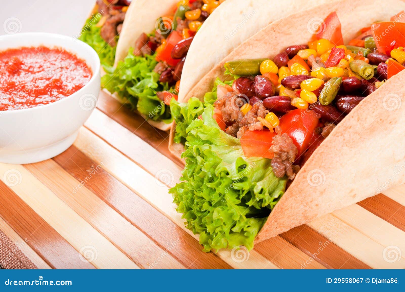 Taco and salsa stock image. Image of lunch, chilli, enchilada - 29558067