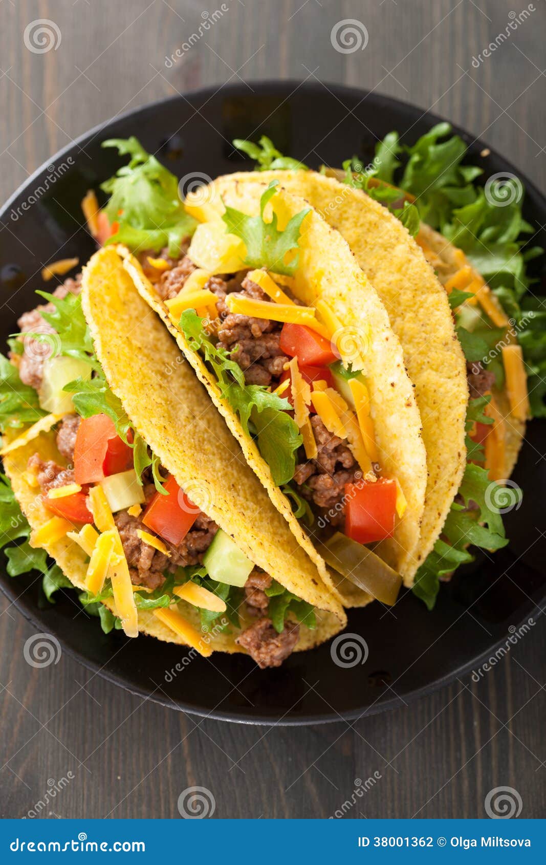 Taco Shells with Beef and Vegetables Stock Photo - Image of healthy ...