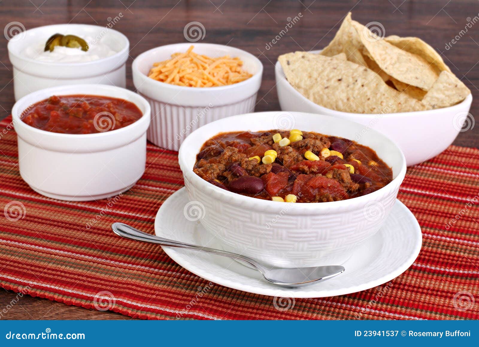 Taco Soup with Assorted Condiments Stock Image - Image of kernels ...