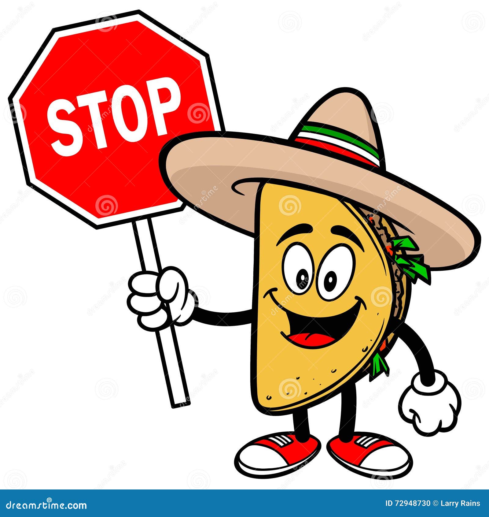 Taco with Stop Sign stock vector. Illustration of sign - 72948730