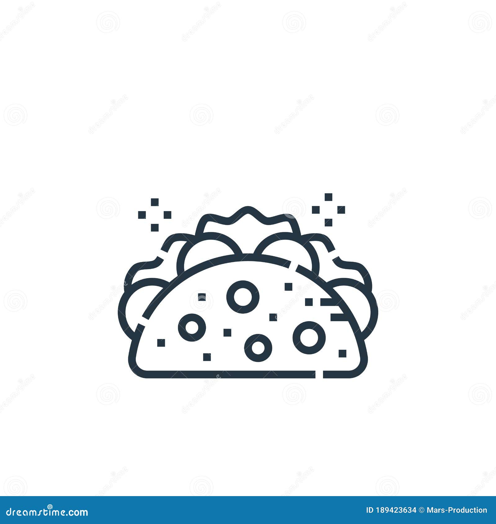 Taco Vector Icon Isolated on White Background. Outline, Thin Line Taco ...