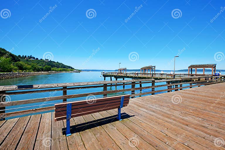 Tacoma, Pier Waterfront. Ruston Way. Stock Image - Image of town, water ...
