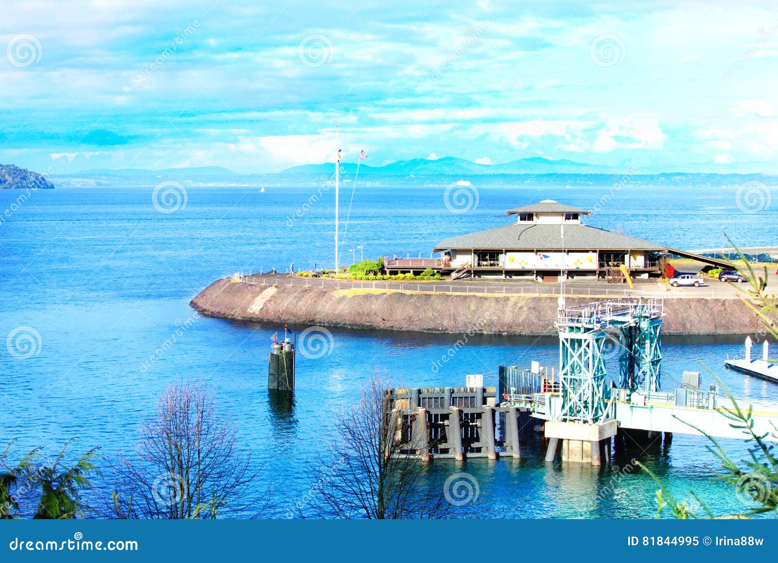 Tacoma Port, Pier Waterfront. Ruston Way. Stock Image - Image of blue ...