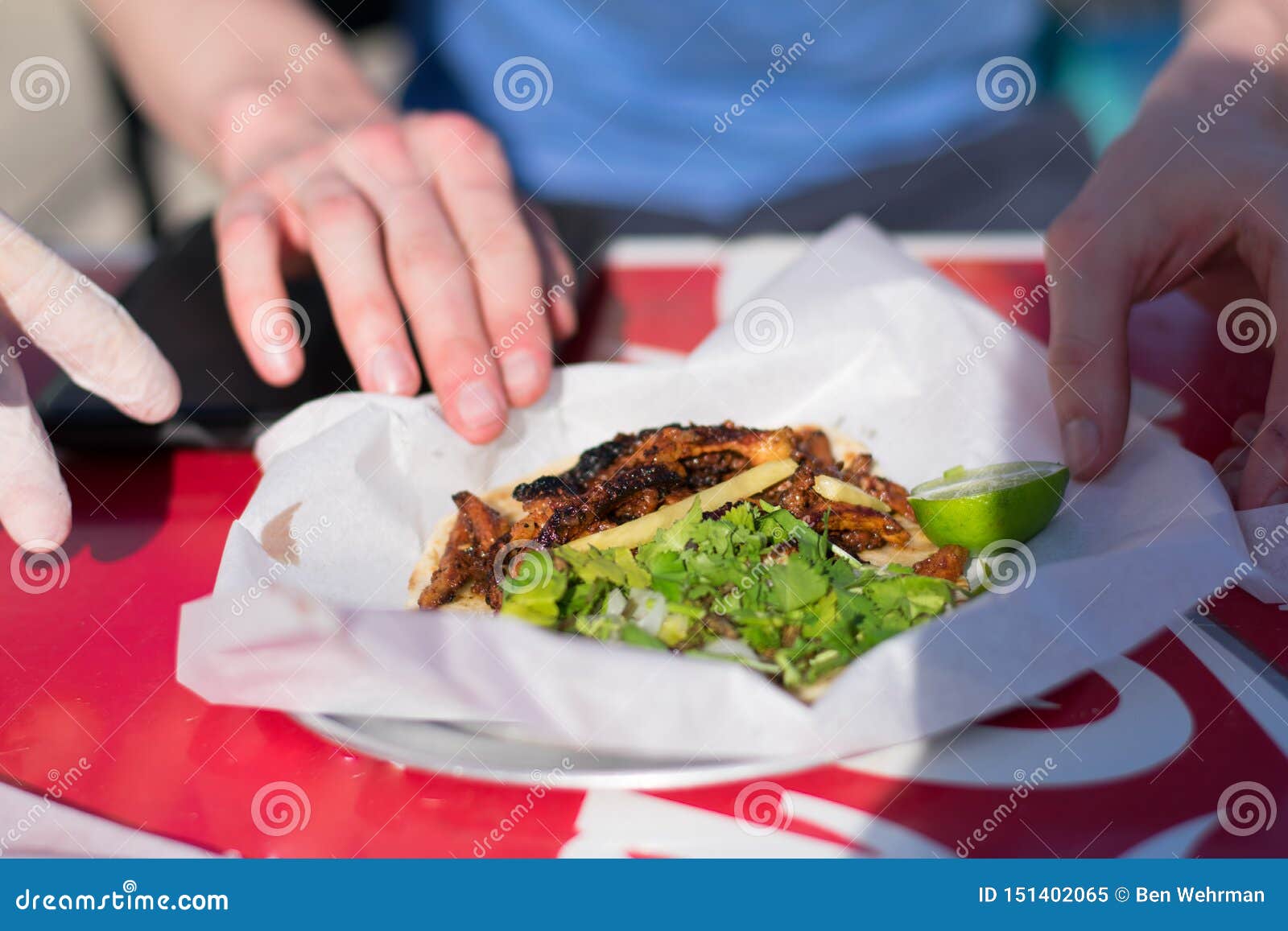 Tacos being served stock image. Image of restaurant - 151402065