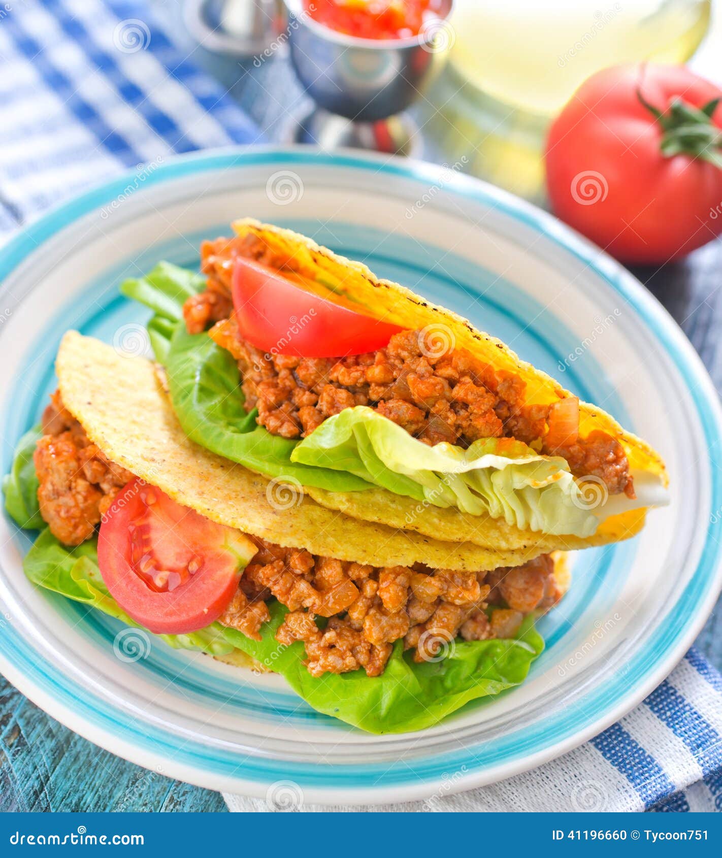 Tacos stock photo. Image of plate, ground, blue, delicious - 41196660