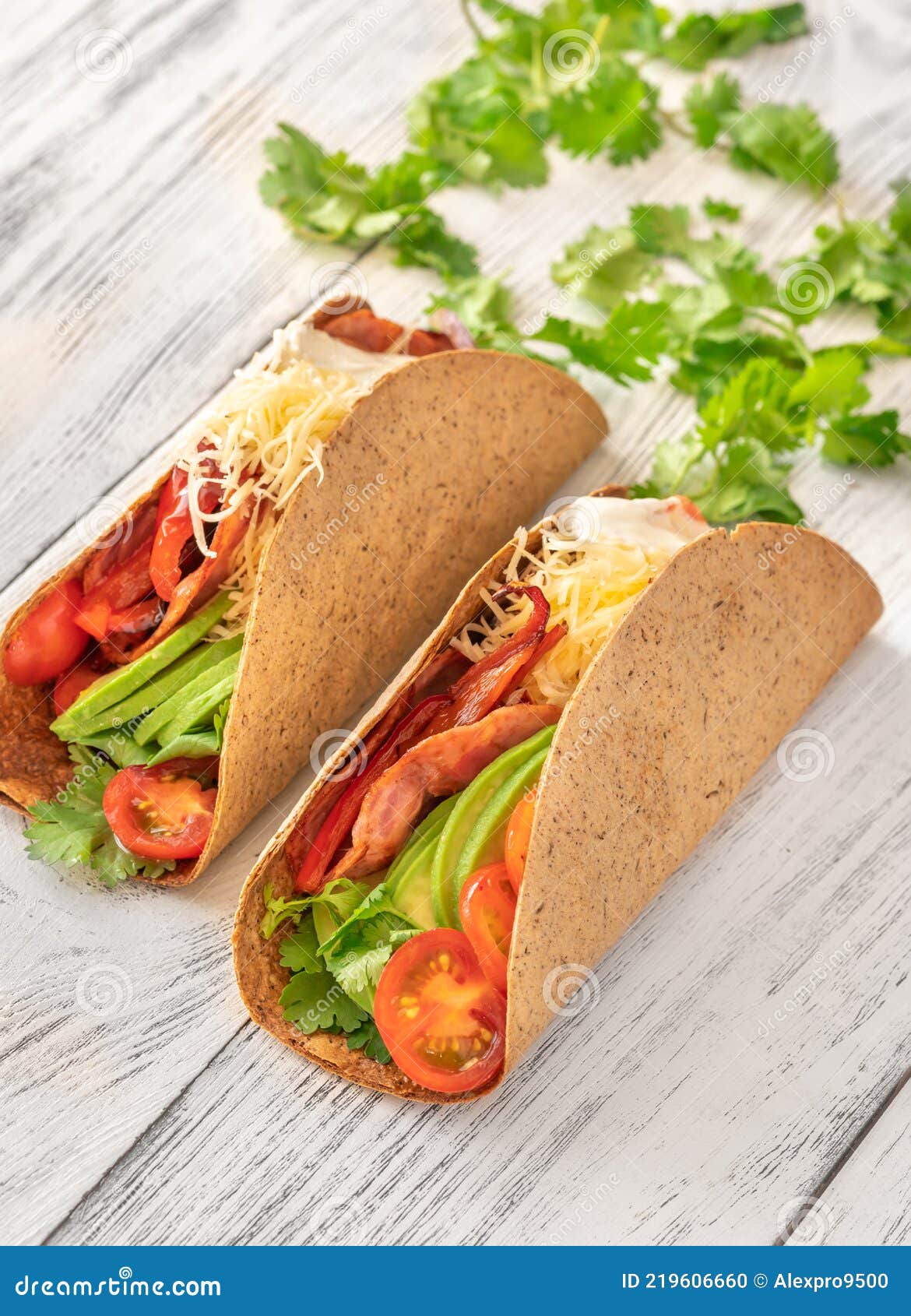 Tacos with Ham and Vegetables Stock Photo - Image of cream, slice ...
