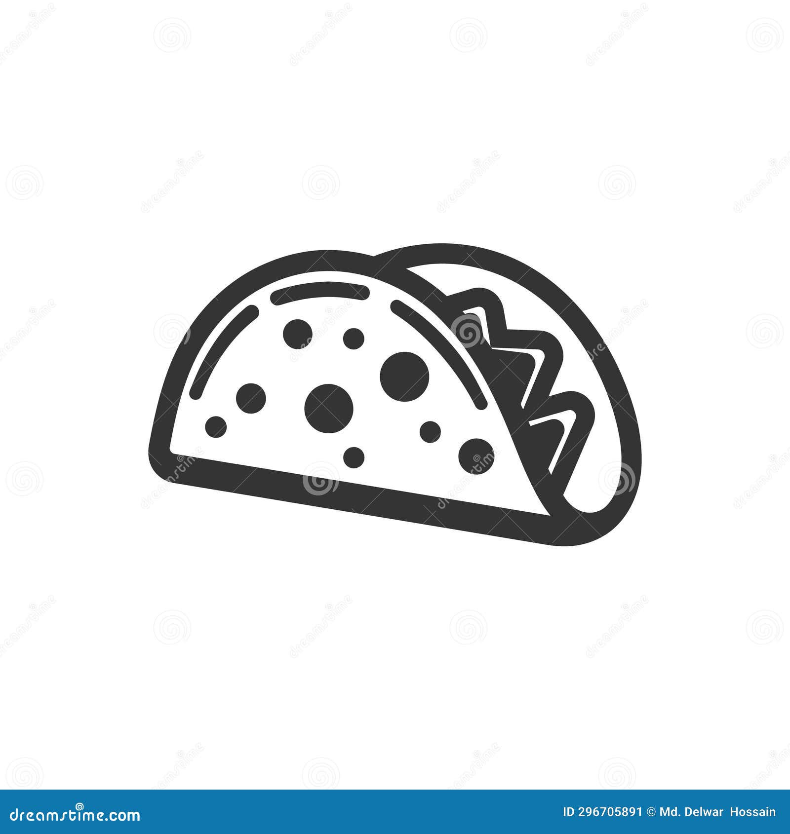 Tacos Icon Flat, Cartoon Style Isolated On White Background. Vector ...