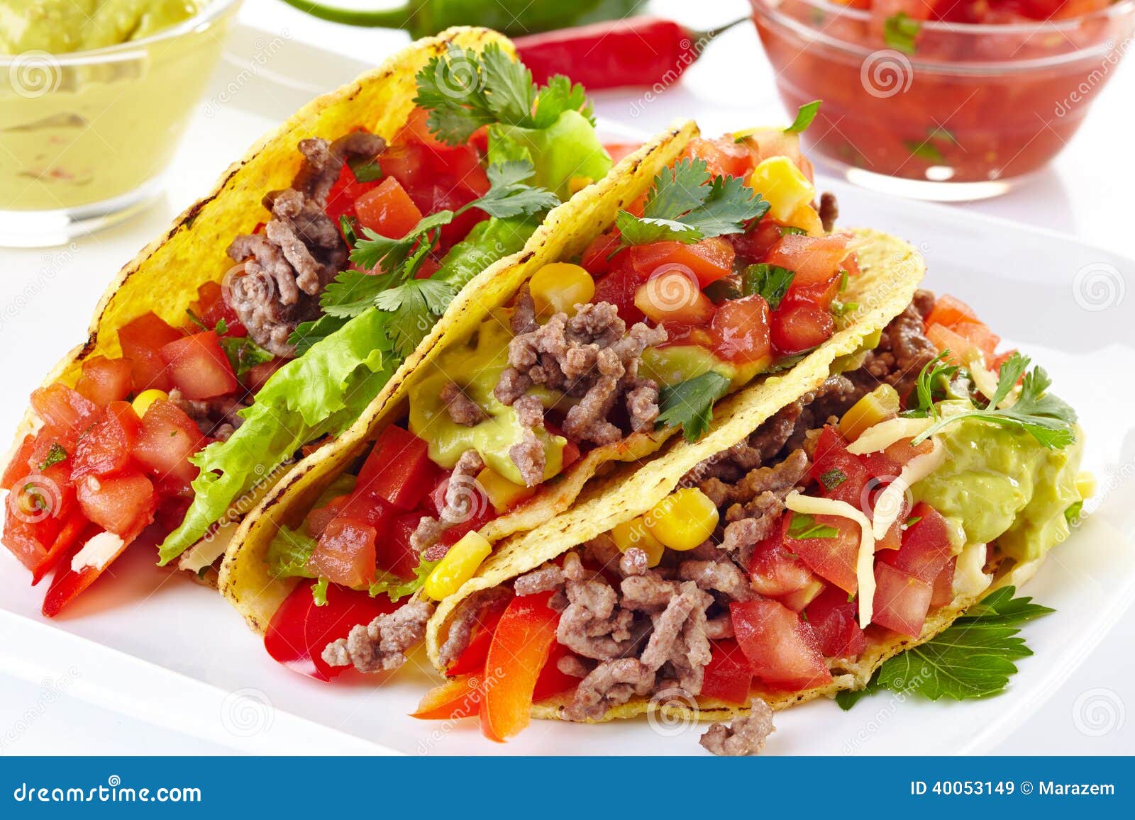 Tacos Mexicanos De La Comida Imagen de archivo - Imagen de condimentos ...