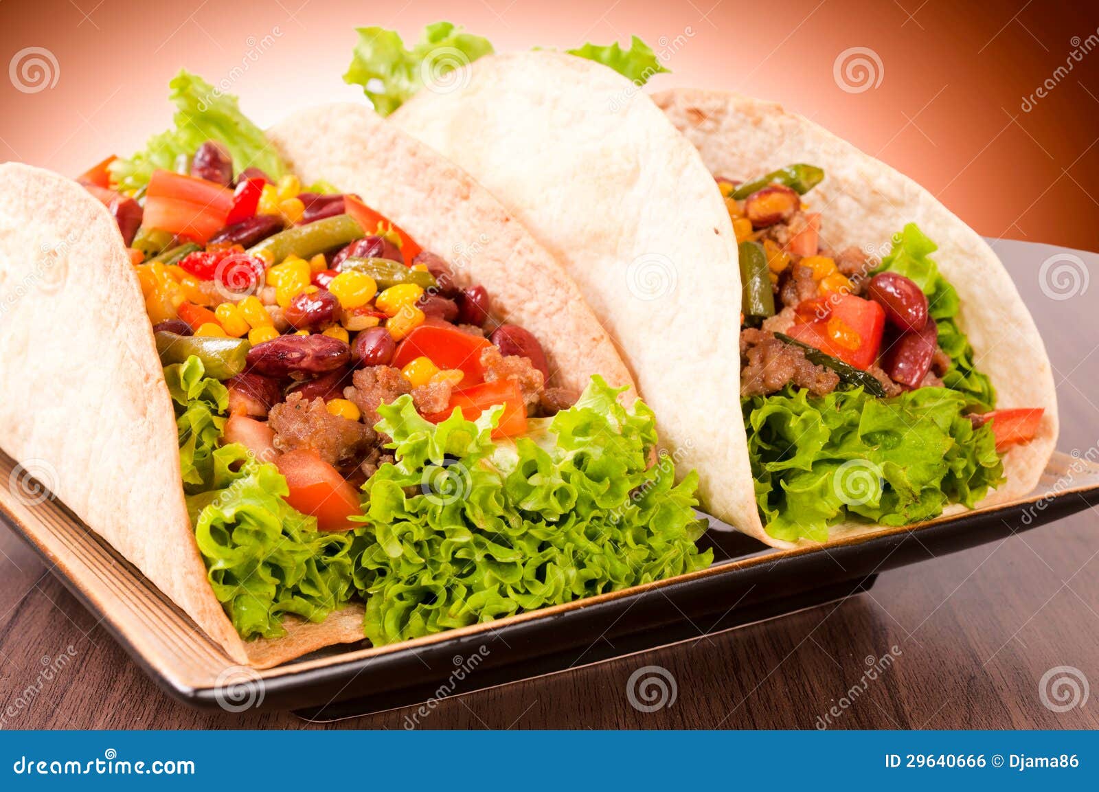 Tacos plate stock photo. Image of dinner, corn, chips - 29640666