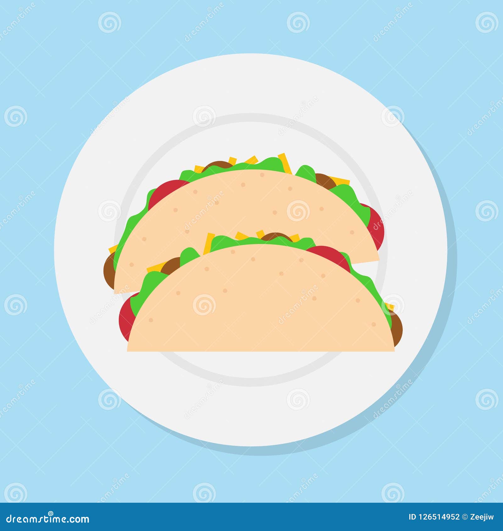 Tacos on Plate.mexican Food Stock Vector - Illustration of lettuce ...