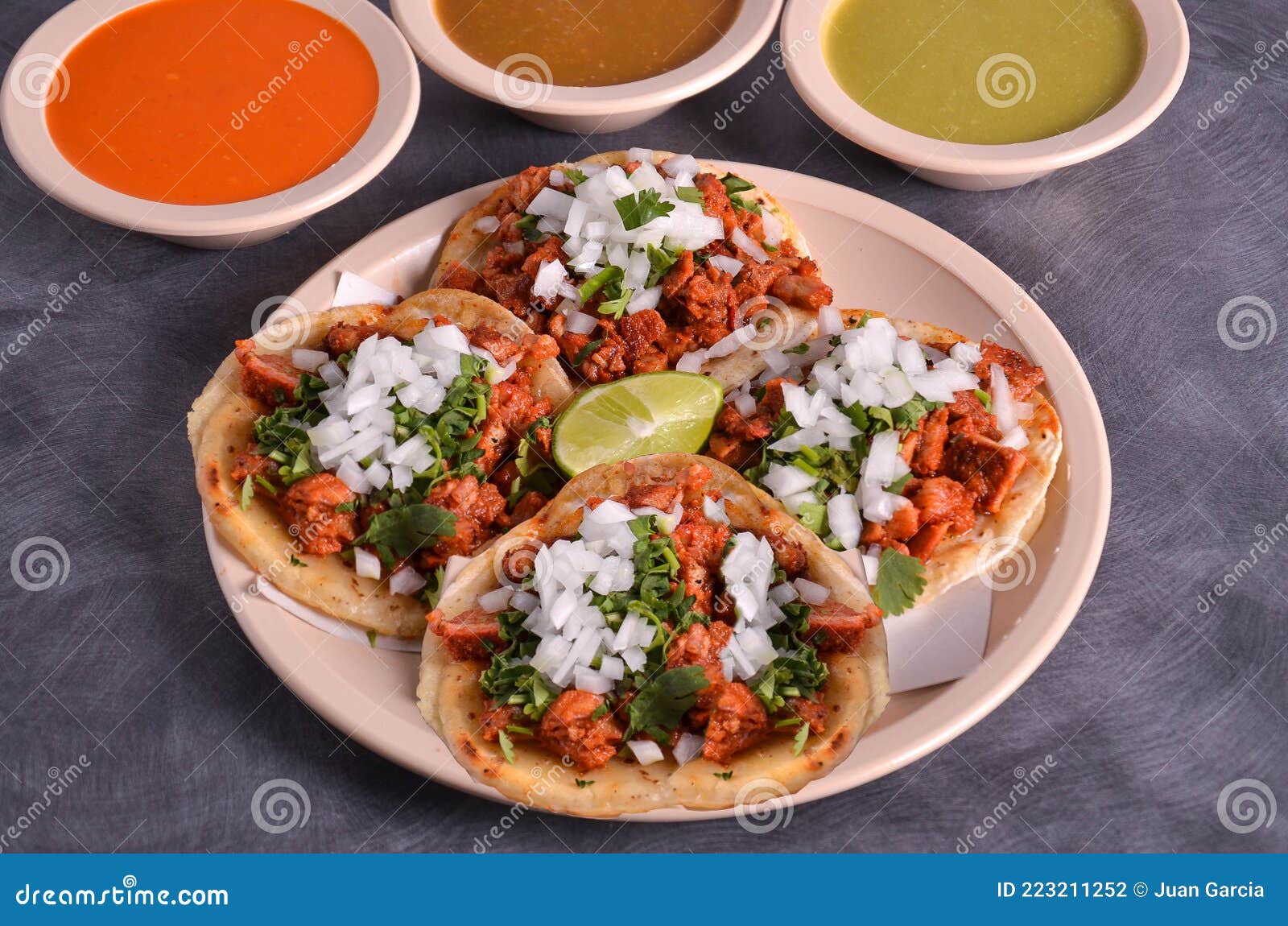 Tacos Al Pastor And Lemon Mexican Spicy Food In Mexico City Stock Image ...